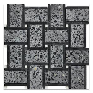 Apollo Tile Stellare 4 in. x 5 in. Honed Gray-Black Terrazzo Marble ...