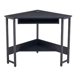 HOMCOM Modern 29.5 in. Triangle Black MDF 1-Drawer Computer Desk with ...
