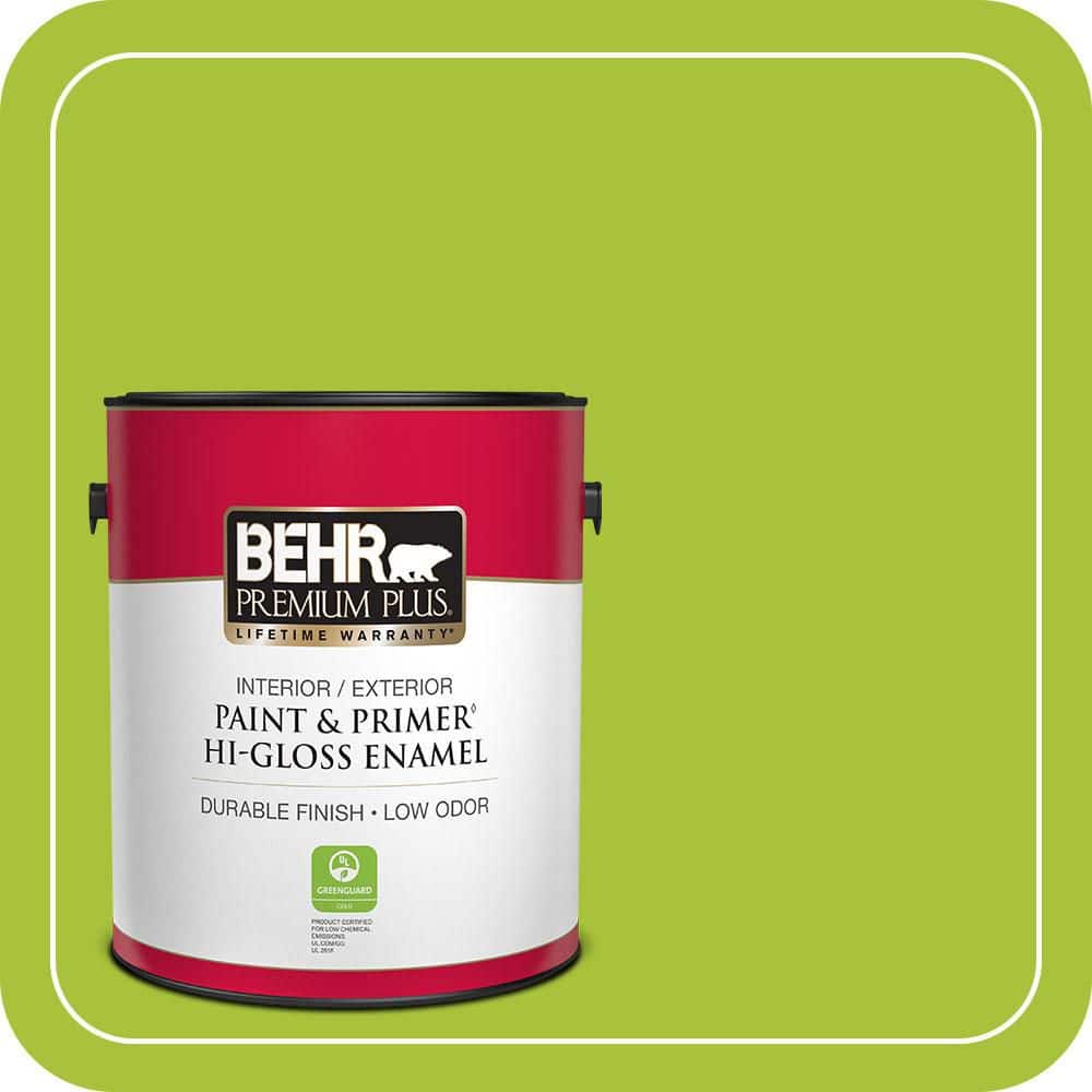 BEHR PREMIUM PLUS 1 gal. #S-G-410 Green Crush Hi-Gloss Enamel Interior ...
