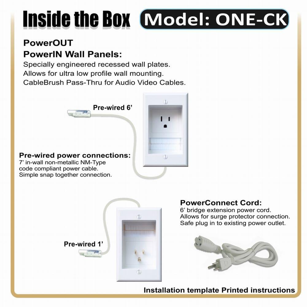 Buy In-Wall Power Connection Kit with Single Power and Cable Management ...