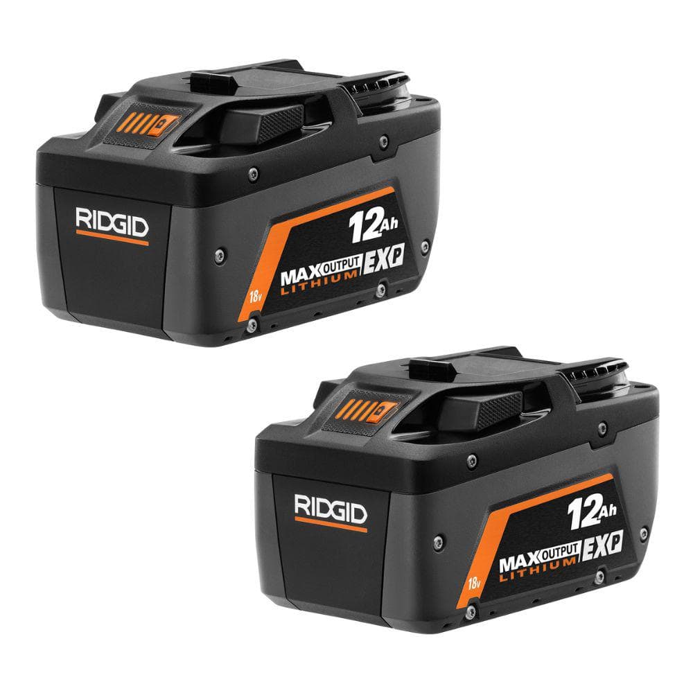 RIDGID 18V 12.0 Ah MAX Output EXP Lithium-Ion Battery (2-Pack) AC840120 ...