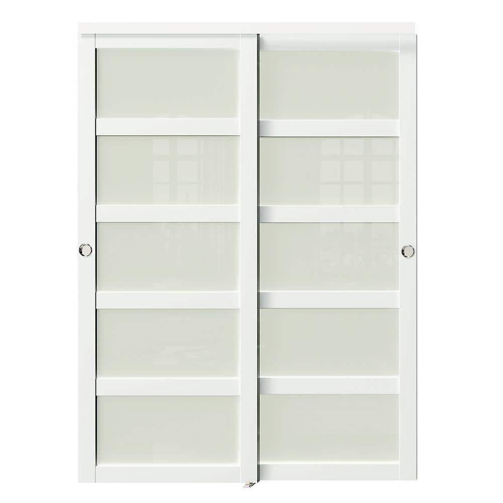 TENONER 72 in. x 80 in. MDF, Solid Core, White Double Slide, 5-Lites ...