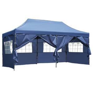 VIVOHOME 10 ft. x 12 ft. Gray Heavy-Duty Pop-Up Canopy with Triangular ...