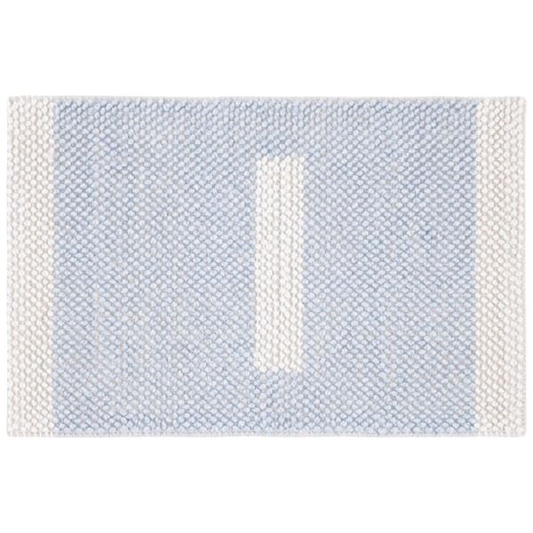SAFAVIEH Natura 3 ft. x 5 ft. Light Blue/Ivory Geometric Border Area ...