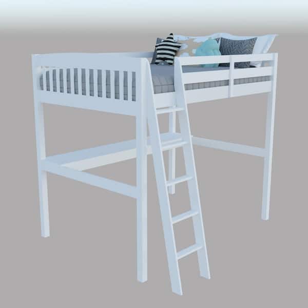 HomeRoots Charlie White Full Loft Bed with Desk 72"H x 74.75"W x 80"D ...