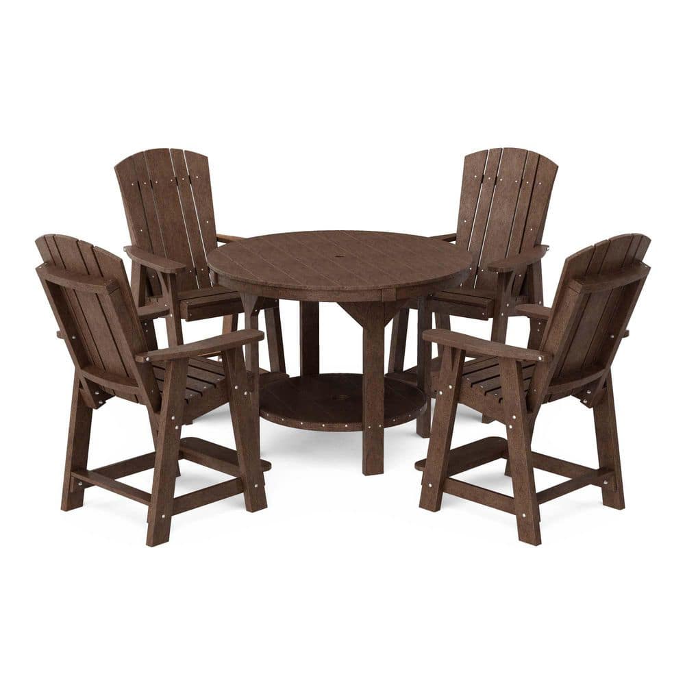 Wildridge Heritage 5-Piece Tudor Brown HDPE Plastic Outdoor Patio 48 in ...