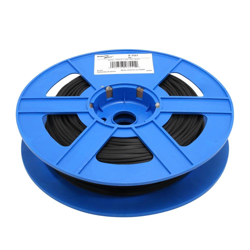 Prime-Line 1/8 in. (0.125 in.) x 250 ft. Black Screen Spline Roll P ...