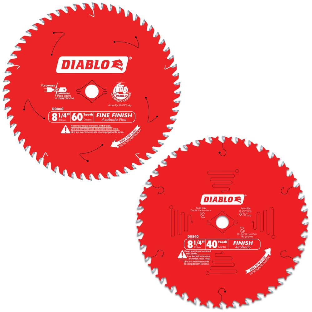 DIABLO 8-1/4 in. x 40-Tooth and 8-1/4 in. x 60-Tooth Fine Circular Saw ...