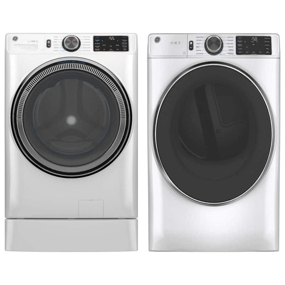 GE 5.0 cu. ft. Smart Front Load Washer and 7.8 cu. ft. Electric Dryer ...
