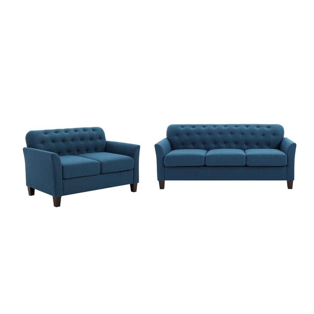JAYDEN CREATION Itziar 2-Piece Indigo Living Room Set with Removable ...