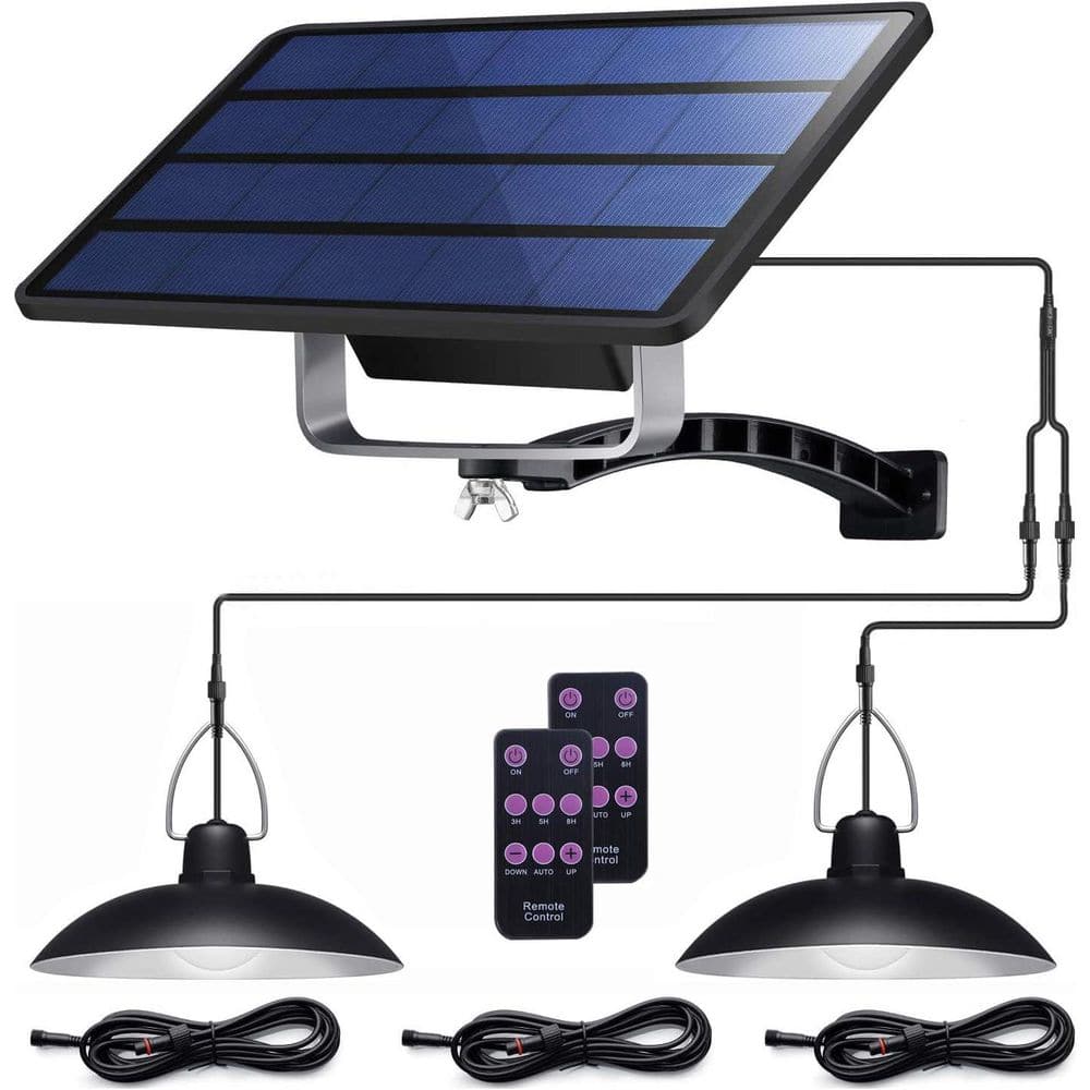 KIWDZFU Solar Pendant Lights Dual Bulb IP65 Waterproof Dusk to Dawn ...