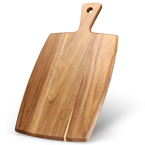 Wudkey 17 in. x 10 in. Acacia Wood Rectangle Cutting Board with Handle ...