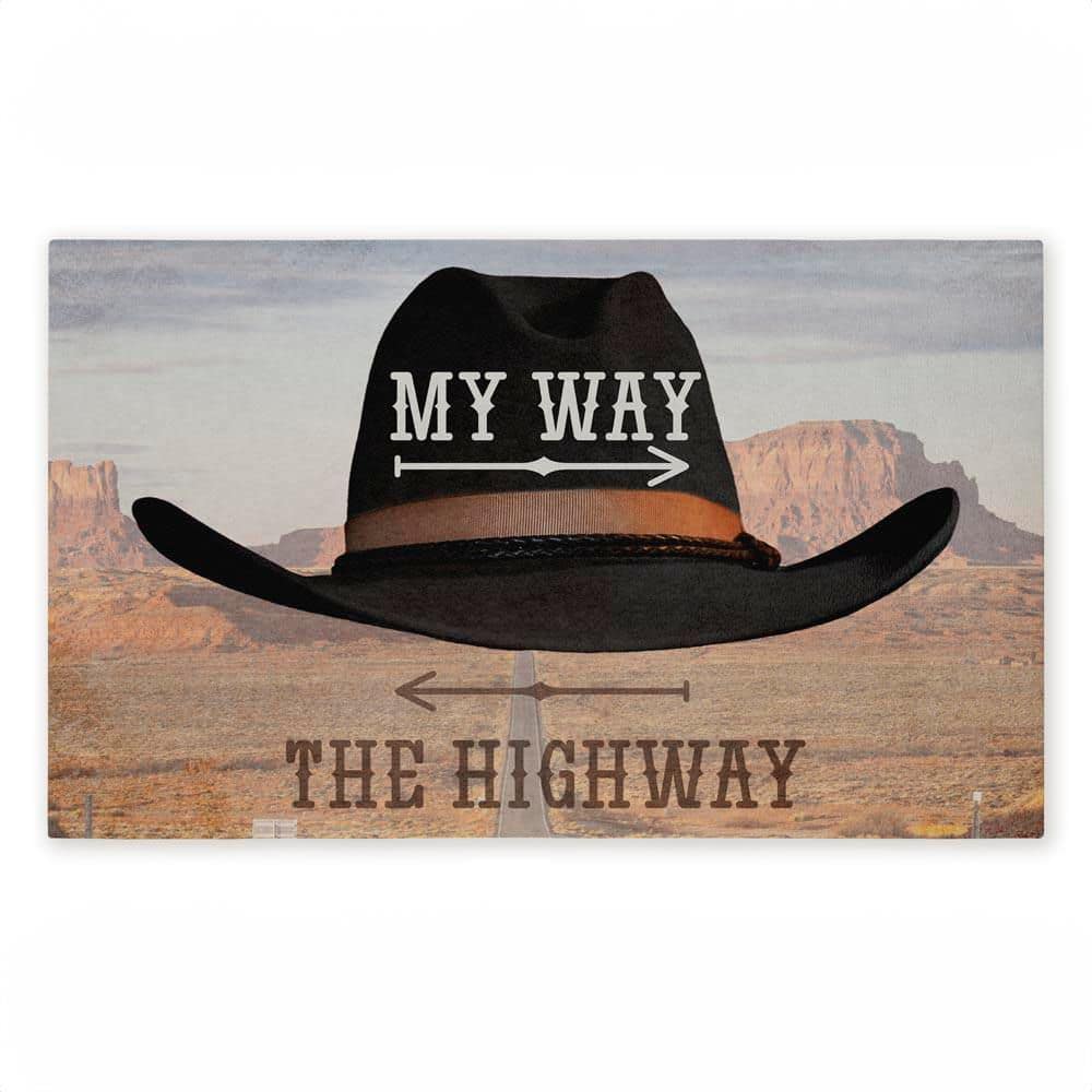 Stupell Industries My Way Highway Cowboy Black 18 in. x 30 in ...