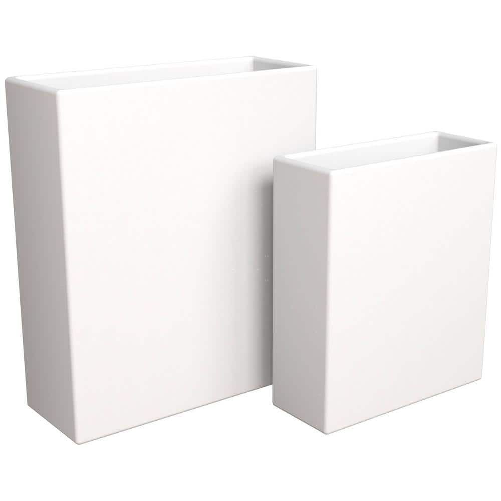 Leisuremod Thistle 2-Piece Fiber Stone and Clay Planter Set, Mid ...