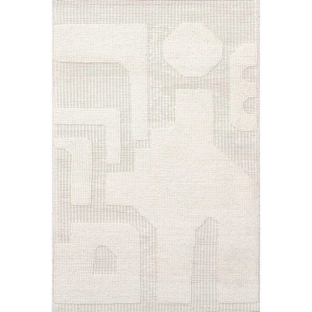 nuLOOM AvionTextured Geometric Wool Ivory 8 ft. x 10 ft. Modern Area ...