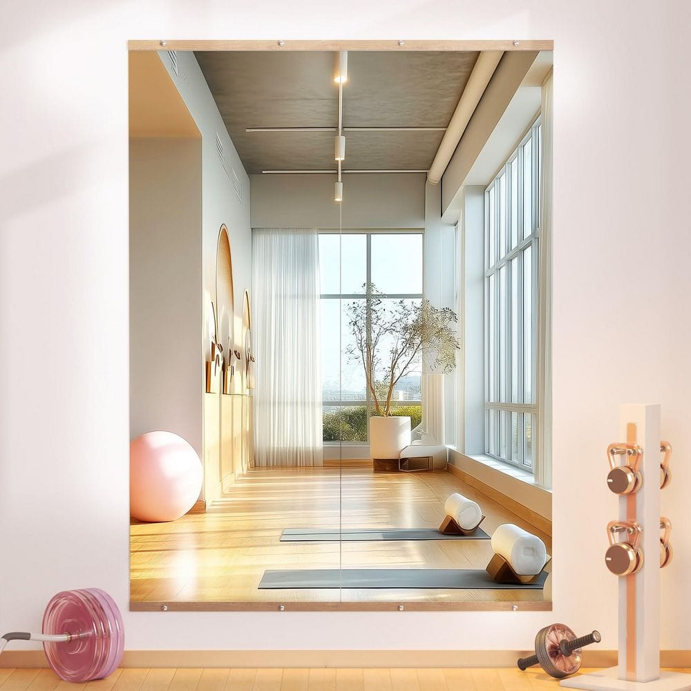 Vosuja 2 Pieces 20 in. W x 55 in. H Walnut Rectangle Frameless Wall ...