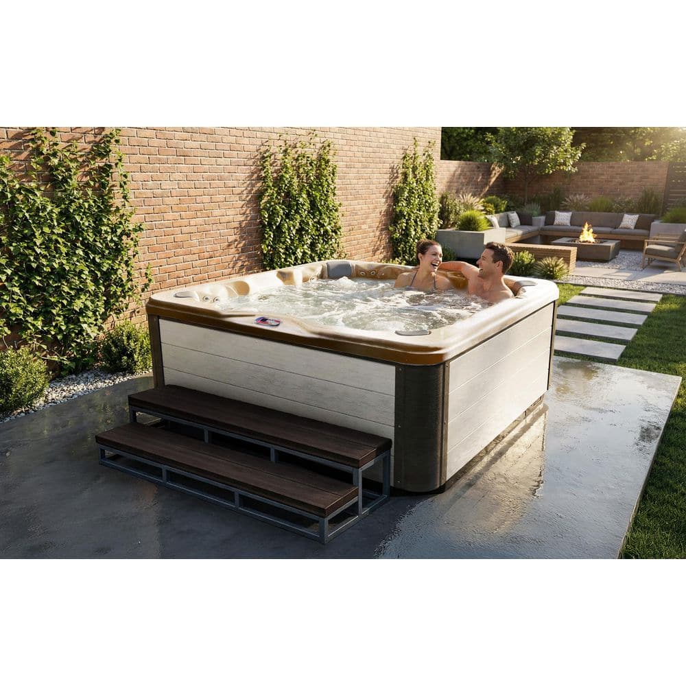 American Spas 7-Person 56-Jet 240-Volt Premium Acrylic Bench Spa ...