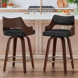 OrangeOne Kasper 26 in. Tan Color Walnut Wood Frame Swivel Counter ...