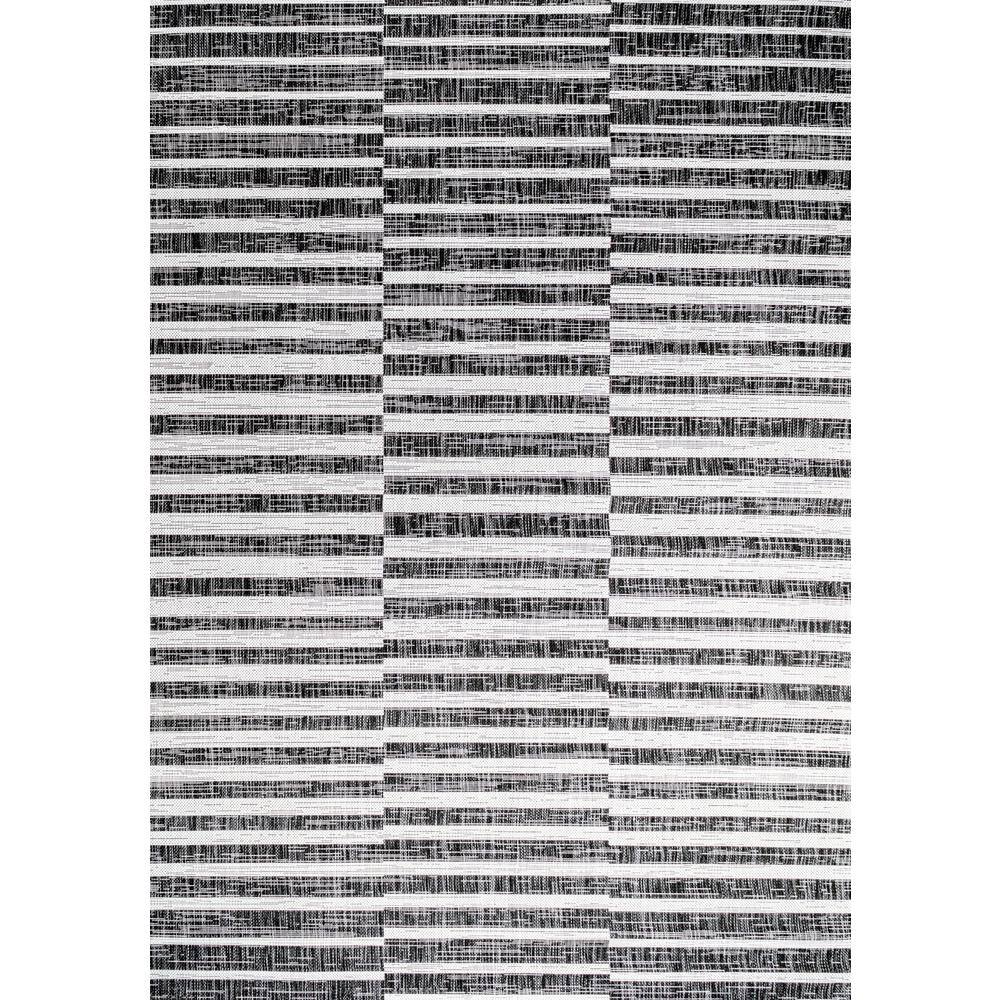 JONATHAN Y Sukie Black/Ivory 8 ft. x 10 ft. Modern Offset Stripe Indoor ...