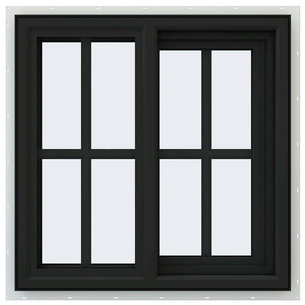 JELD-WEN 24 in. x 24 in. V-4500 Series Bronze FiniShield Vinyl Right ...