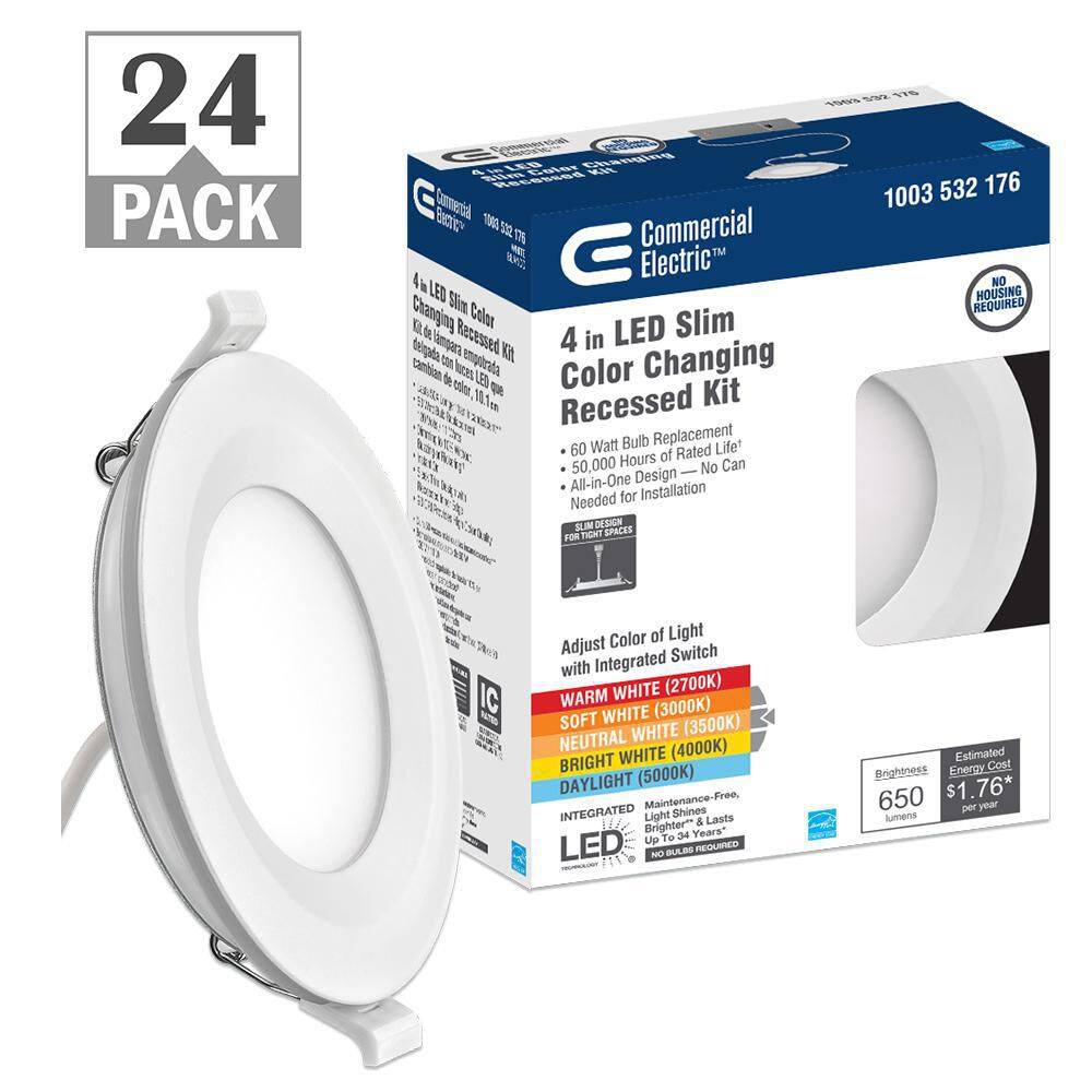 Commercial Electric 4 in. Adjustable CCT Integrated LED Canless ...