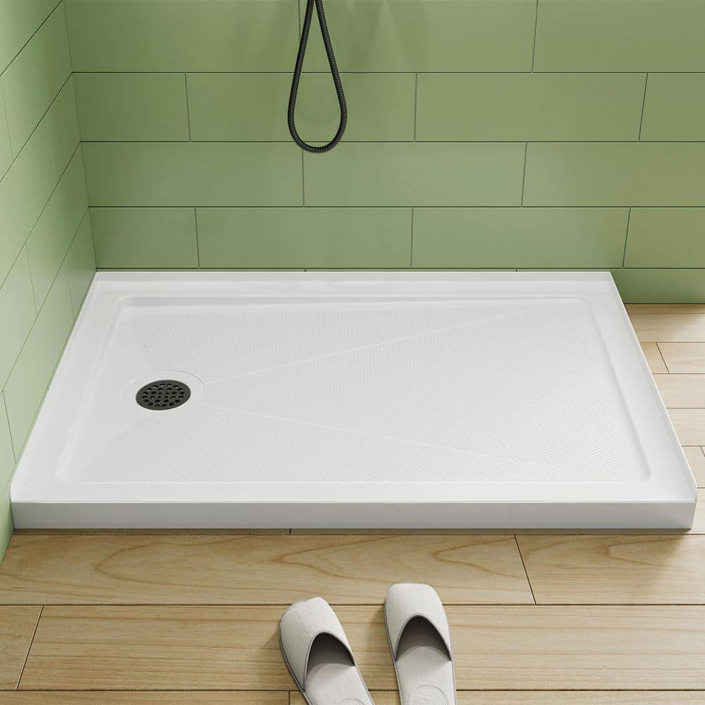 HOROW 48 in. L x 32 in. W Alcove Shower Pan Base with Left Drain BS4832 ...