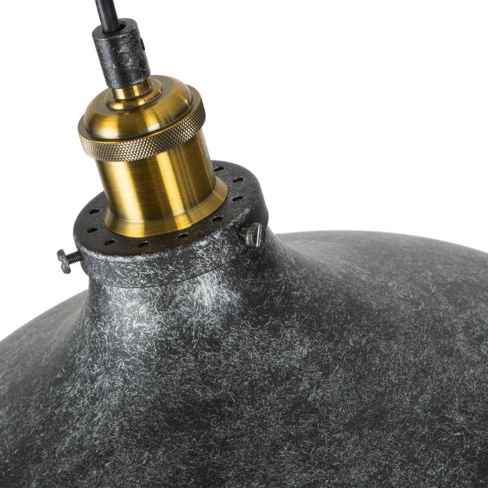 LNC 1-Light Dark Gray Industrial Barn Pendant Light with Antique Brass ...