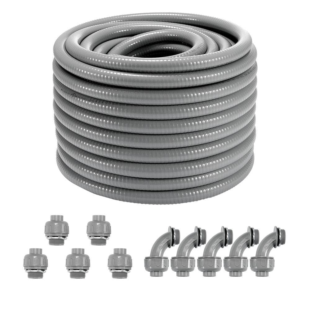VEVOR 3/4 in. Flexible Electrical Conduit 100 ft. PVC Liquid-Tight ...