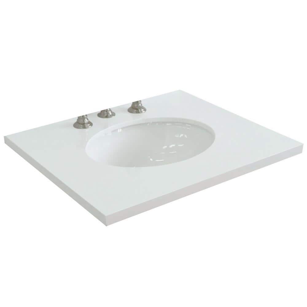 Bellaterra Home 25 in. W x 22 in. D Quartz Vanity Top in White with ...
