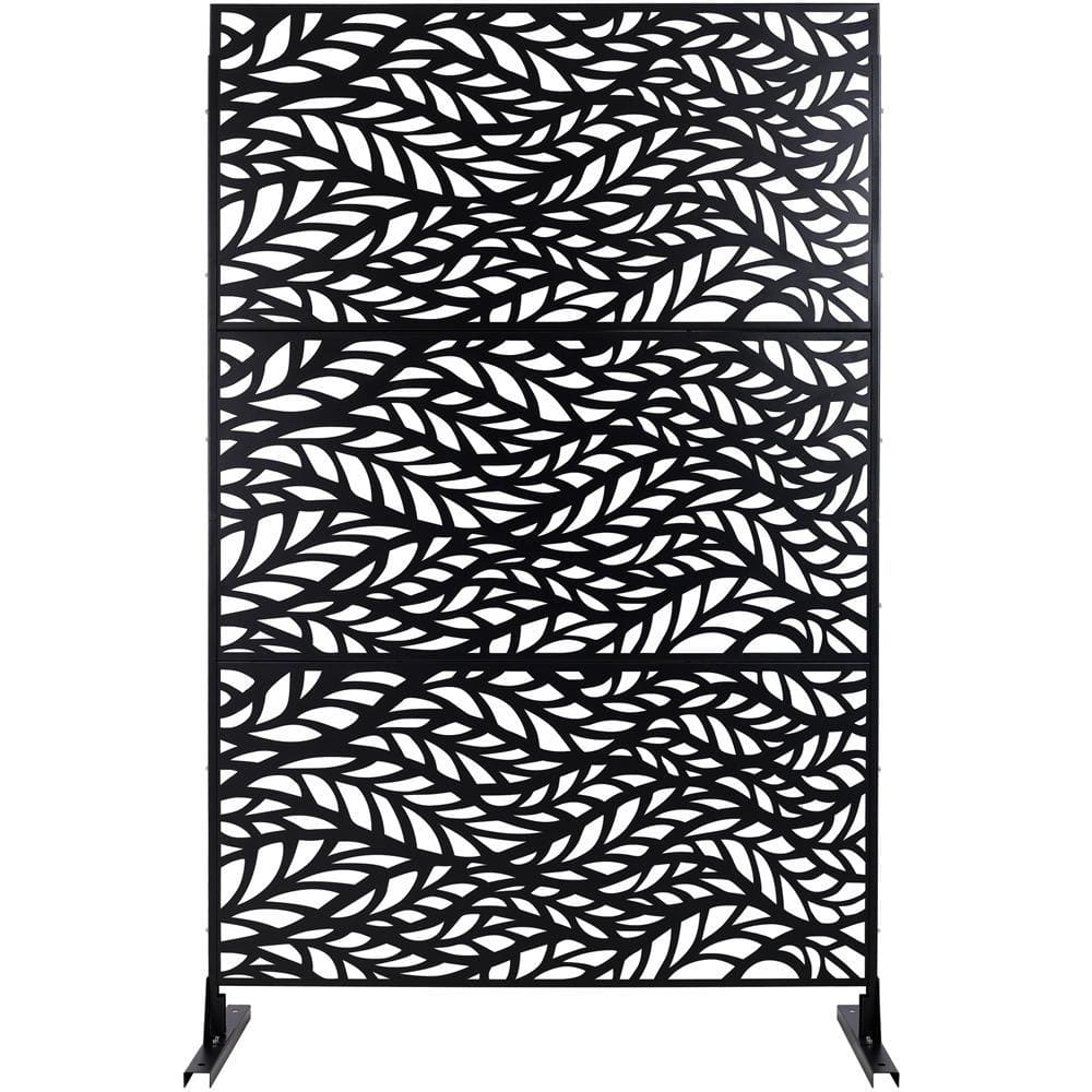 Kahomvis 6.3 ft. x 4 ft. Black Outdoor Steel Decorative Privacy Screen ...