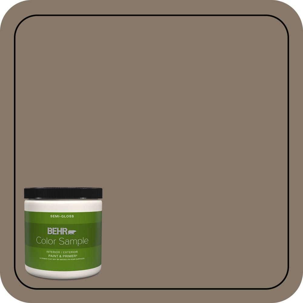 BEHR PREMIUM PLUS 8 oz. #MQ2-38 Grizzly Semi-Gloss Interior/Exterior ...