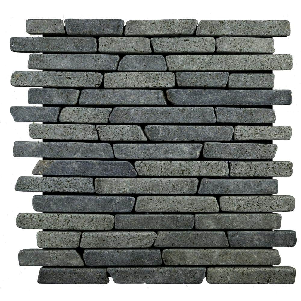 TILE CONNECTION Sticks Tile Black 11-3/4 in. x 11-3/4 in. x 9.5 mm ...