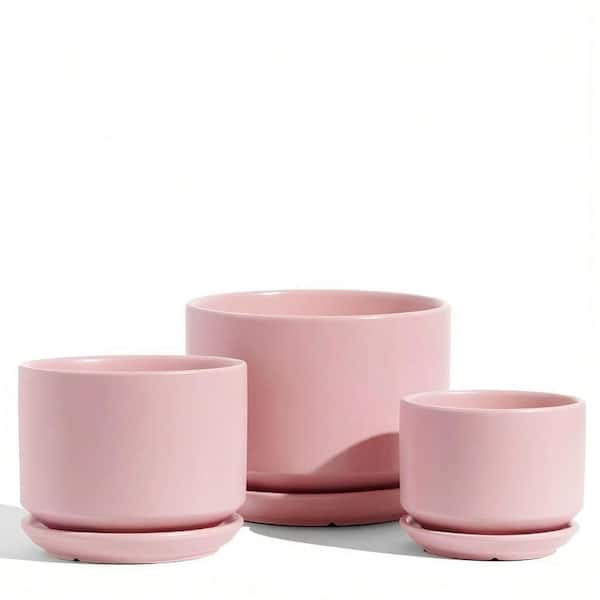 Hcman 3 Pack Ceramic Plant Pots Set, Planter with Drainage Holes for ...