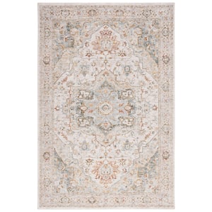 SAFAVIEH Hamilton Blue/Ivory 7 ft. x 7 ft. Floral Border Square Area ...
