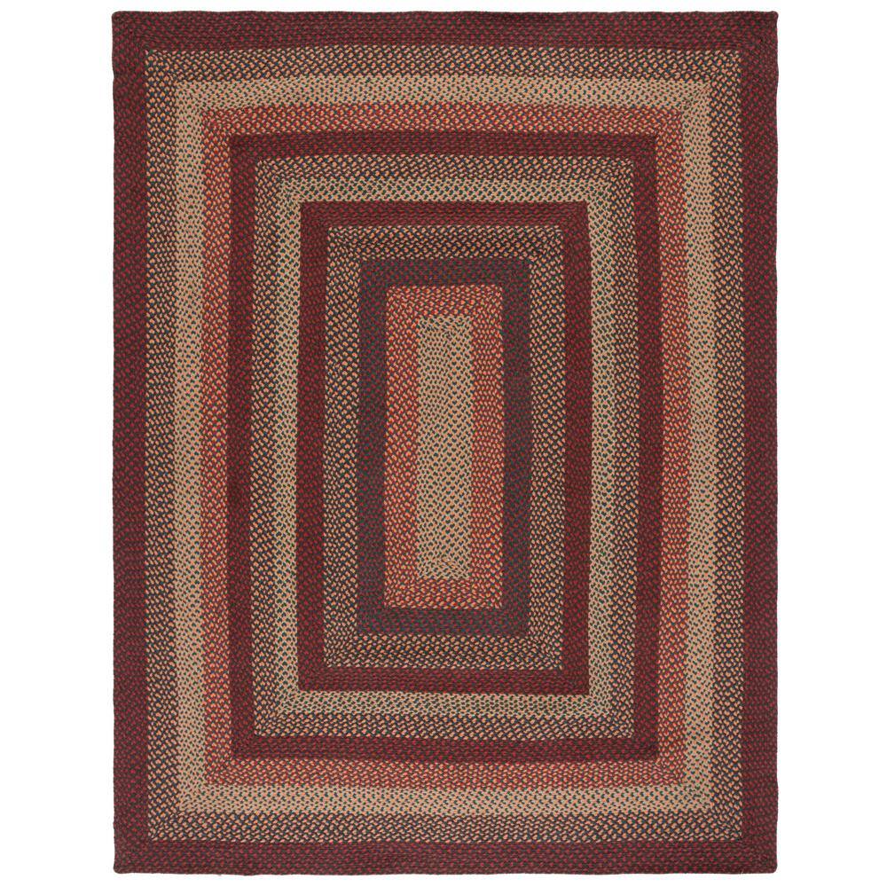 SAFAVIEH Braided Brown/Rust 8 ft. x 10 ft. Striped Border Area Rug ...