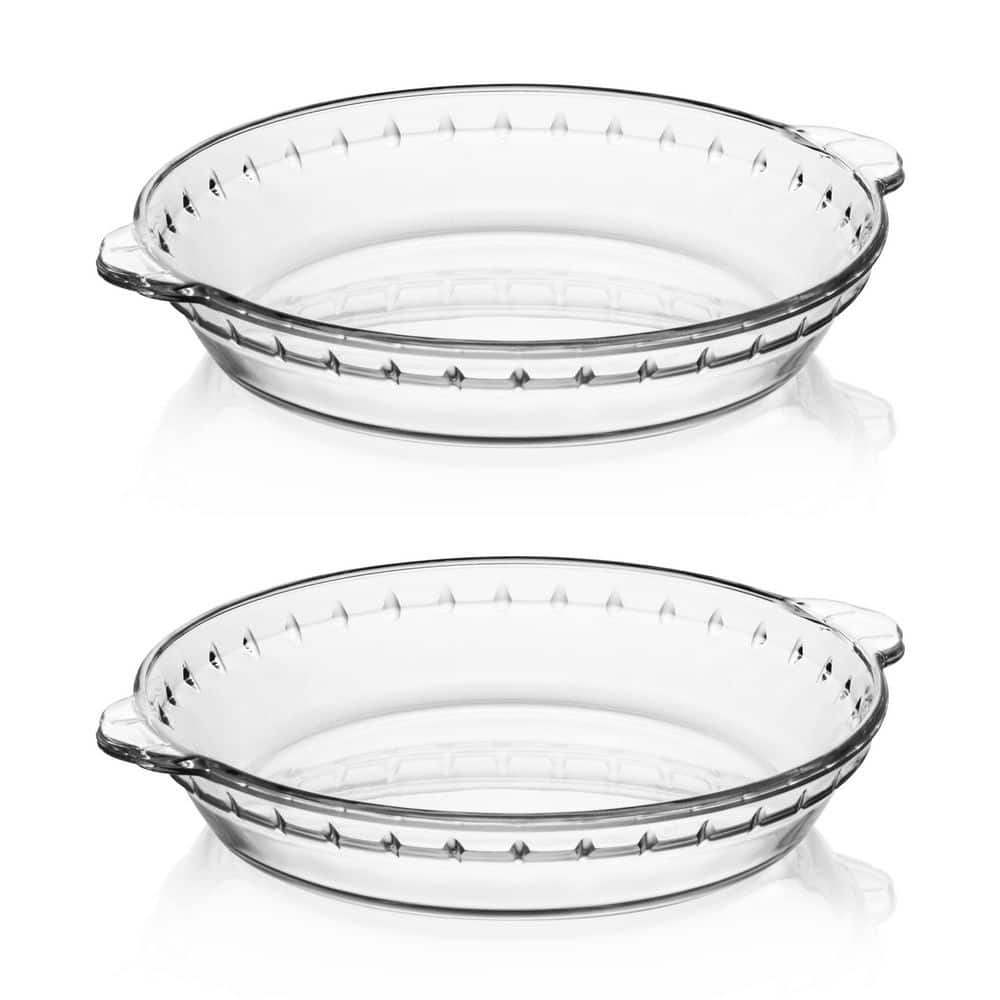 LAIFUCAM 2-Pack Round Tempered Glass Pie Baking Dish Set with Soft Wave ...