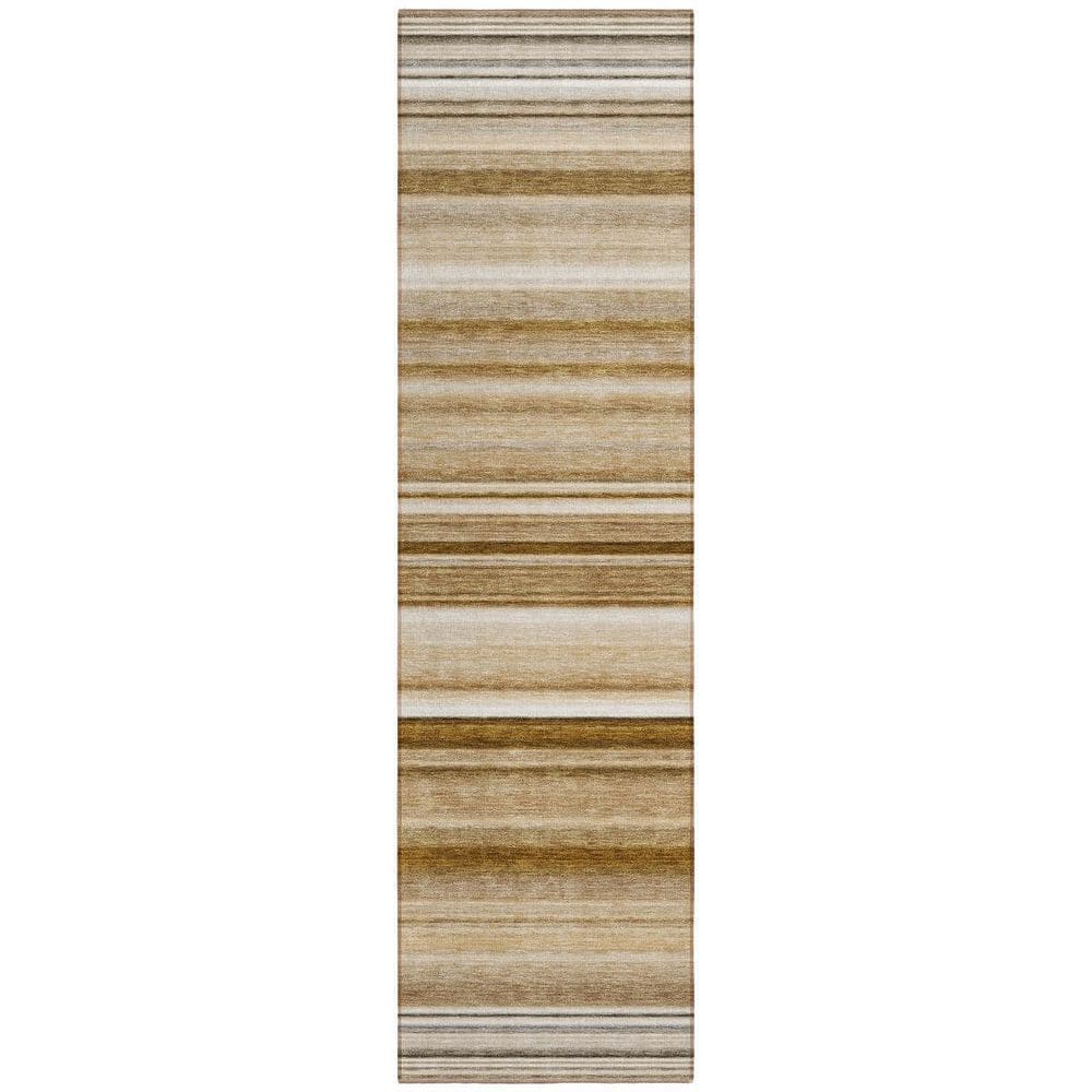 HomeRoots Chocolate 2 ft. x 8 ft. Woven Striped Polyester Runner Indoor ...