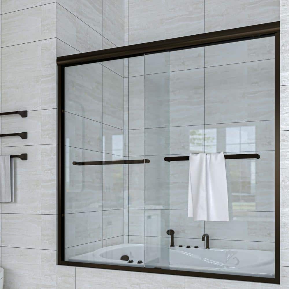 waterpar 56 to 60 in. W x 58 in. H Sliding Framed Tub Door in Oil ...