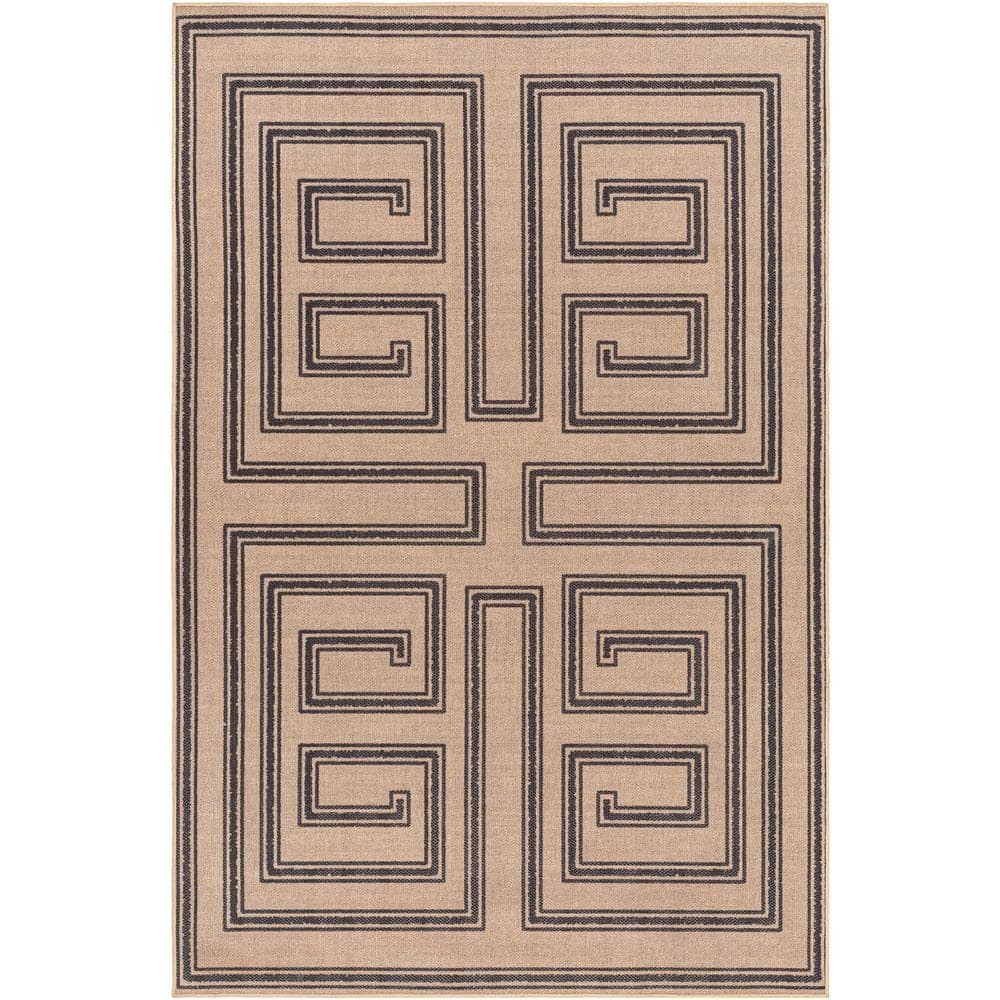 Livabliss Ez Jute Brown/Black 2 ft. x 3 ft. Machine-Washable Rug ...