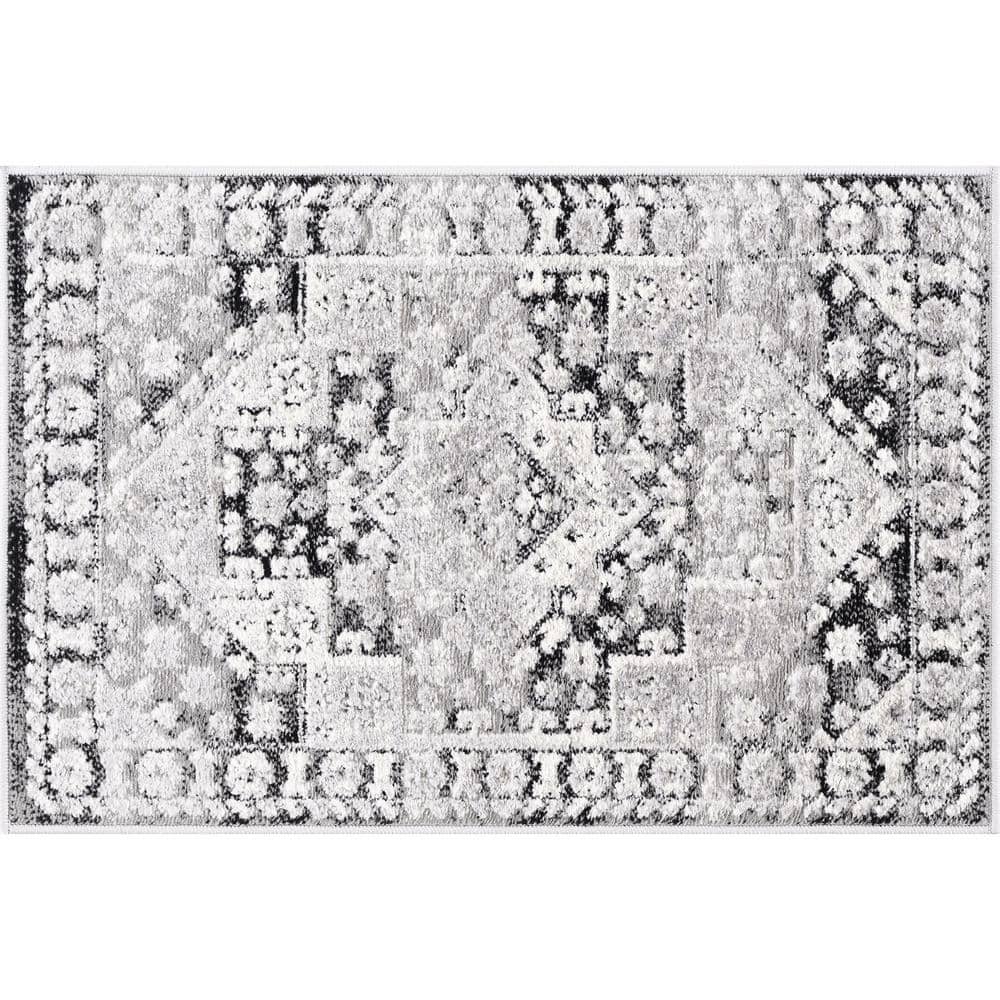 Tayse Rugs Alpha Black 2 ft. x 3 ft. Abstract Indoor Area Rug ALH1703 ...