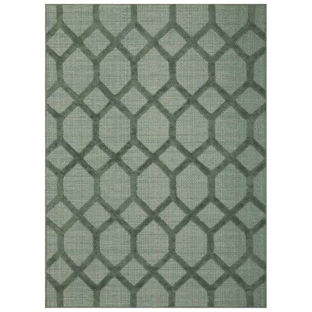 REGENCE HOME Candlewick Sage 5 ft. x 7 ft. Vintage Trellis Area Rug ...