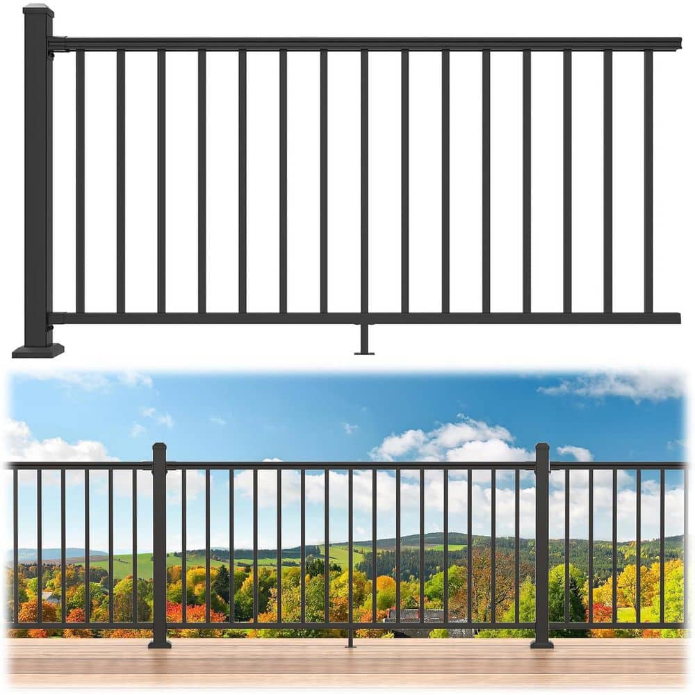 KIWDZFU 36 in. H x 72 in. W Silver Aluminum Porch and Deck Stair ...