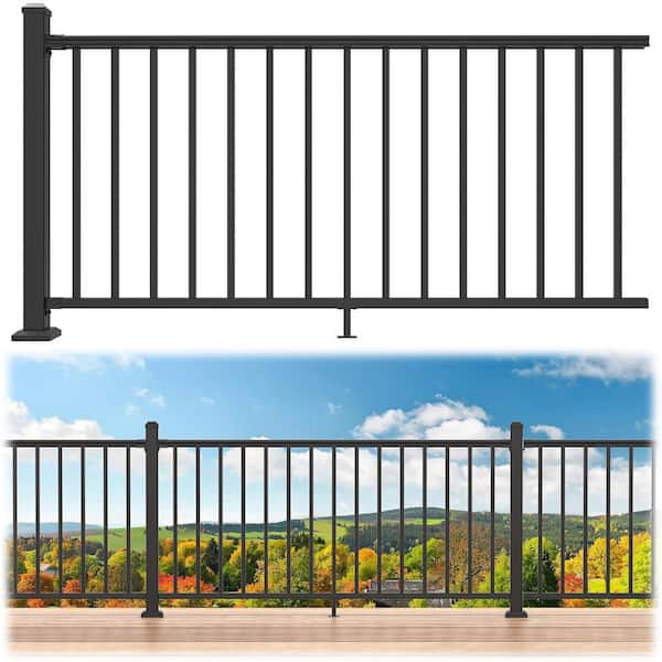 KIWDZFU 36 in. H x 72 in. W Silver Aluminum Porch and Deck Stair ...