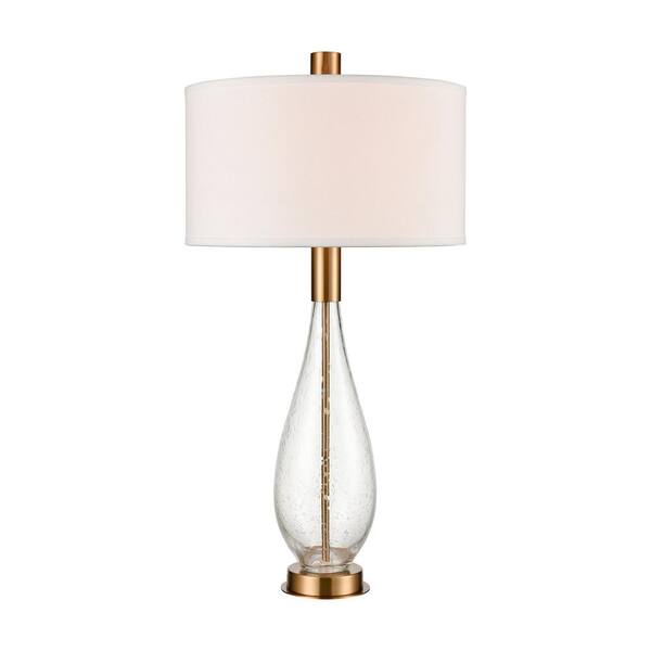 Titan Lighting Crewe 36 in. Clear Bubble Glass Table Lamp with White ...