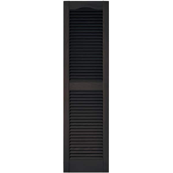 Builders Edge 14.5 in. x 55 in. Louvered Vinyl Exterior Shutters Pair ...