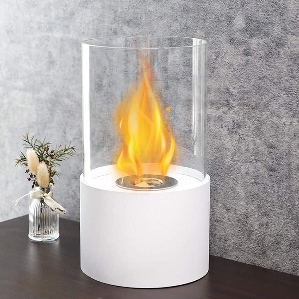 Edendirect 6.5 in. Tabletop Ventless Bioethanol Fireplace, White Round ...