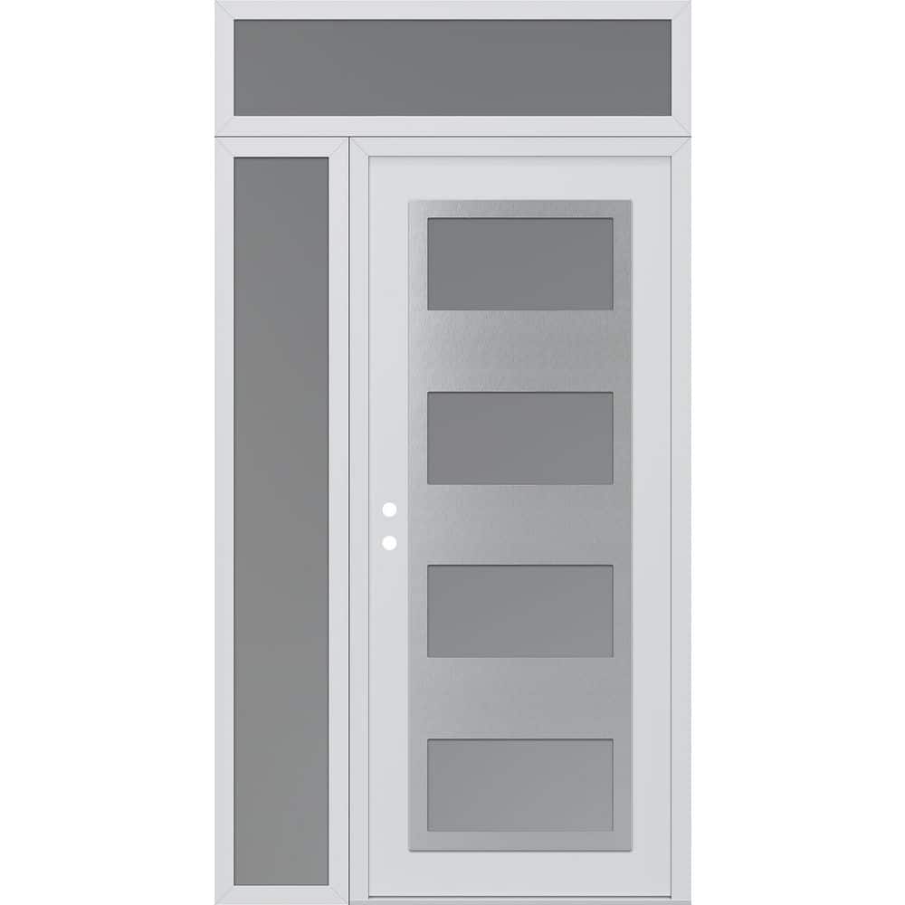 Tessari Doors C2 50 in. x 96 in. Silver P Right-Hand/Inswing Frosted ...