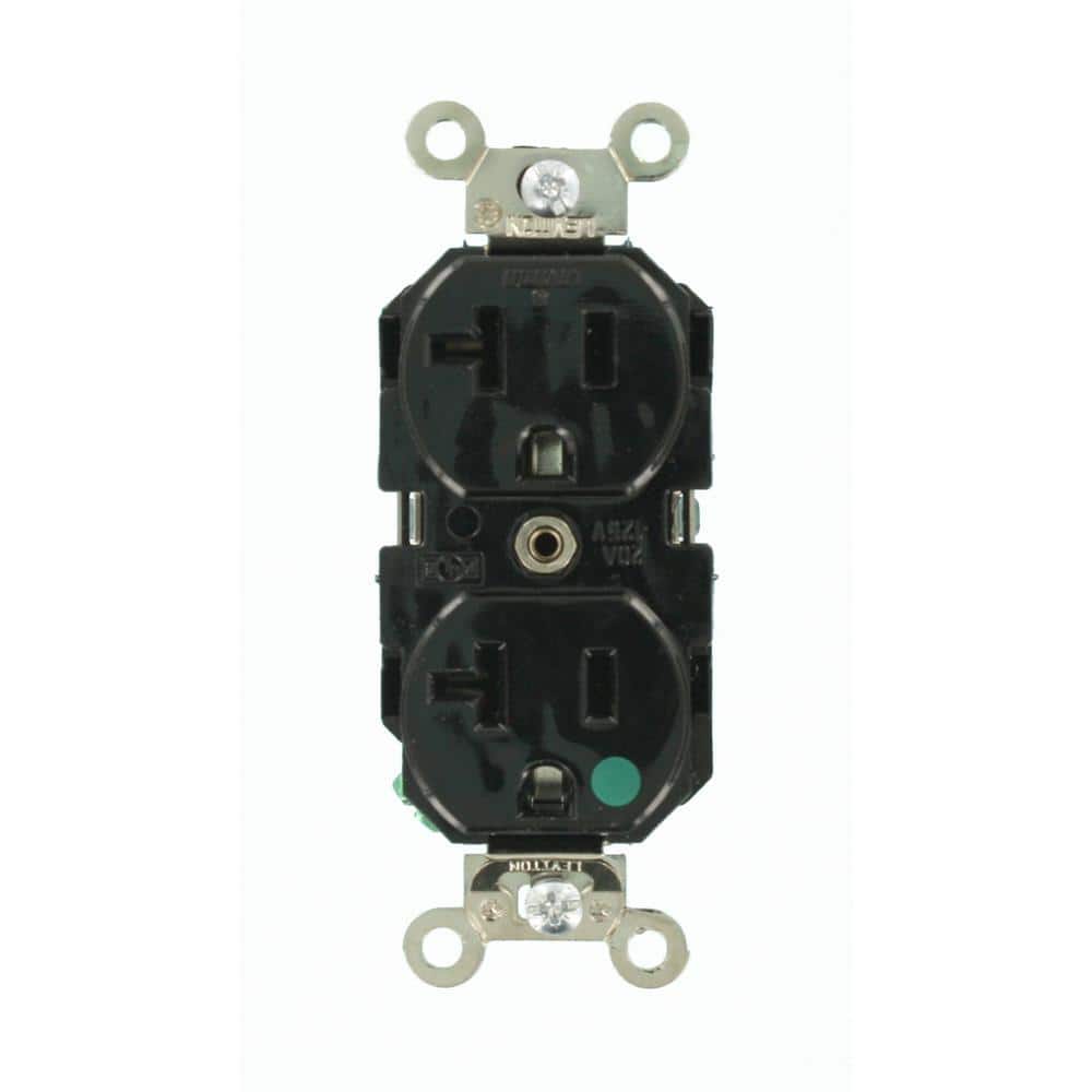 Leviton 20 Amp 125 V Hospital Grade Duplex Outlet/Receptacle, Black (1 ...