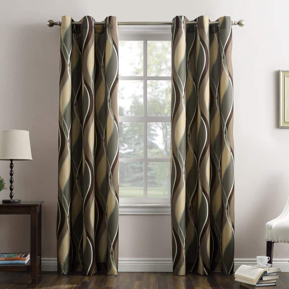 No. 918 Intersect Ogee Print Spruce Polyester 48 in. W x 95 in. L ...
