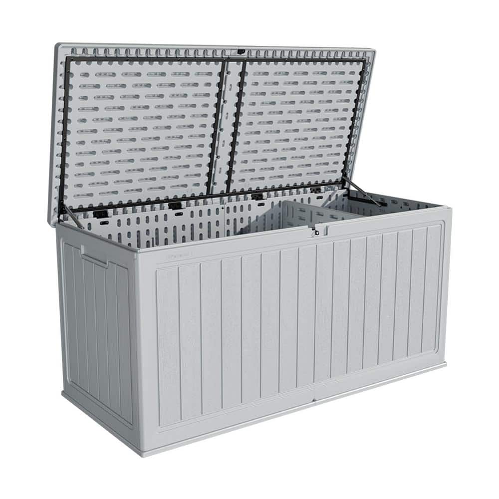 Patiowell 260 Gal. Resin Outdoor Storage Deck Box in Gray PASB646GY ...